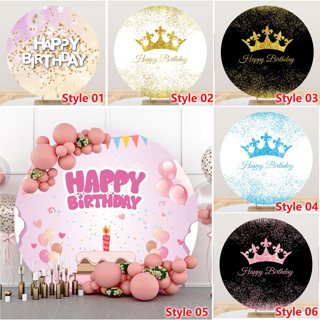 Round Glitter Crown Balloon Photography Backdrop Adult Birthday Party ...