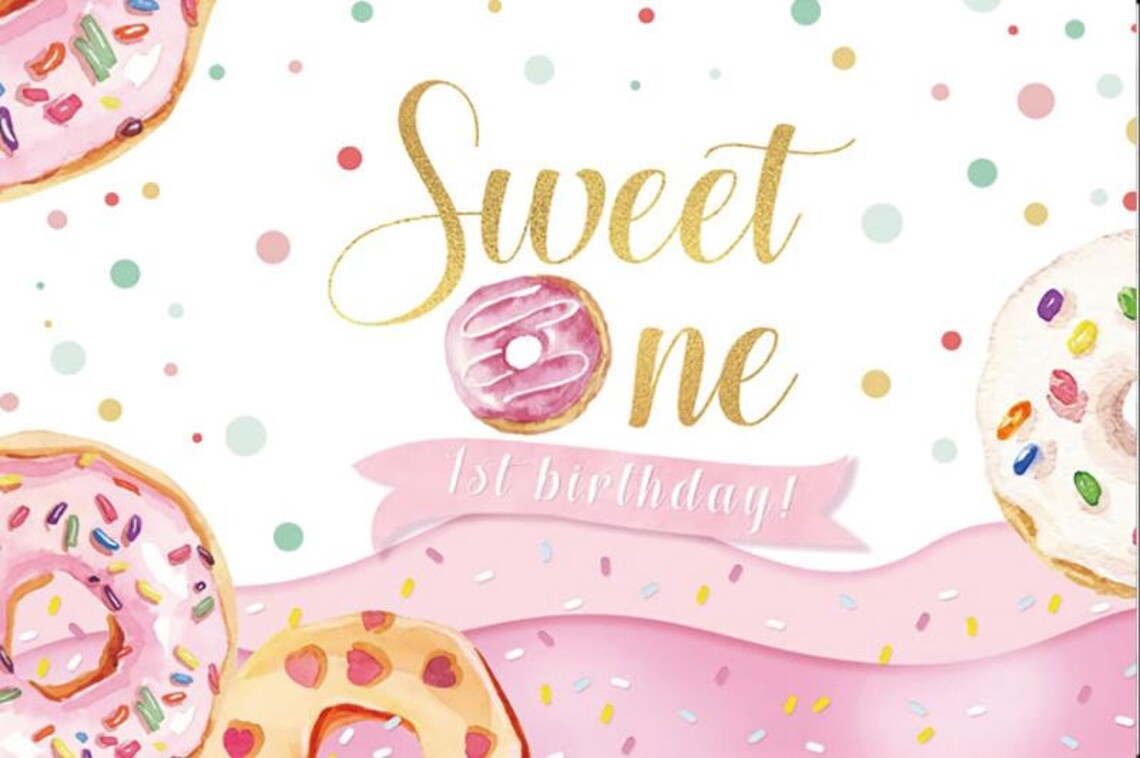 Pink Donuts Sweet One Photography Backdroppink Golden Glitter | Etsy
