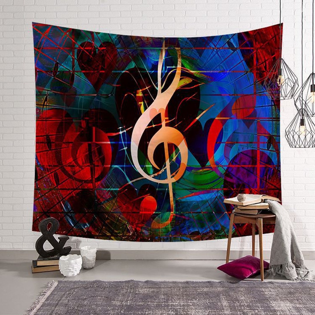 Colorful Music Theme Tapestrynote Wall Art Décormusical - Etsy