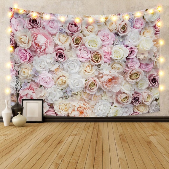 Rose Flowers Wall Tapestry for Living Roomfloral Wall Wedding | Etsy