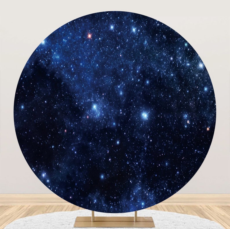 Starry Blue Sky Glitter Star Round Photography Backdrop,night Scenic ...
