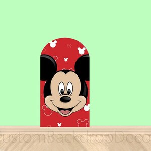 Red Funny Mickey Mouse Round Arch Cover Wall Backdrop Cartoon Arch ...