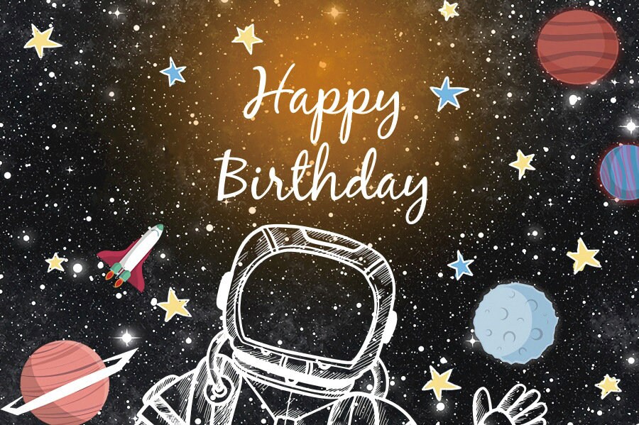 Outer Space Photo Backdrop Astronaut Rocket Baby Boy Kids | Etsy