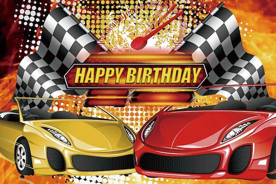 Race Car Happy Birthday Photography Backdropsbirthday Vinyl | Etsy