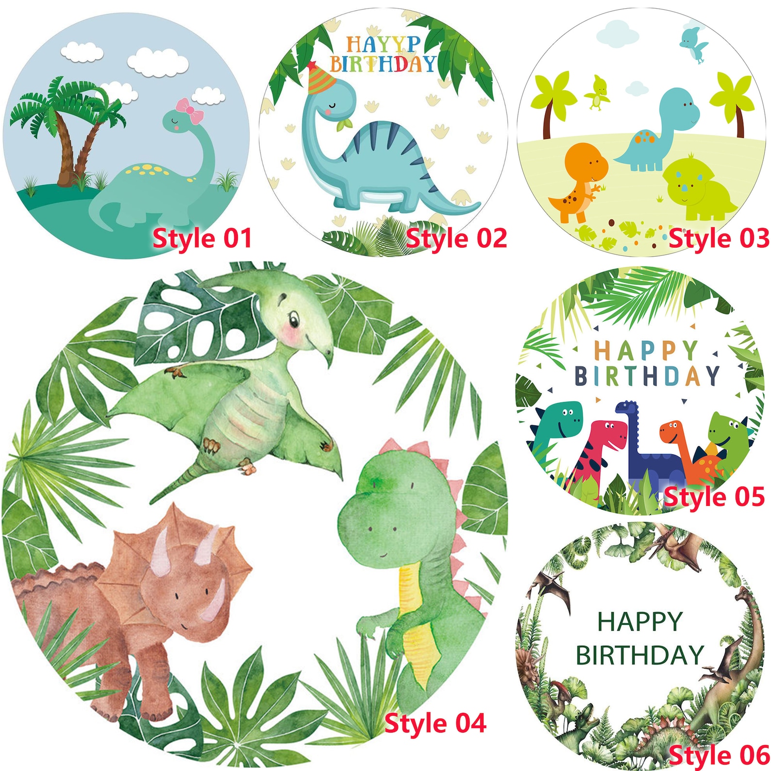 Round Cartoon Dinosaur Photography Backdropjungle Leafs Tree - Etsy