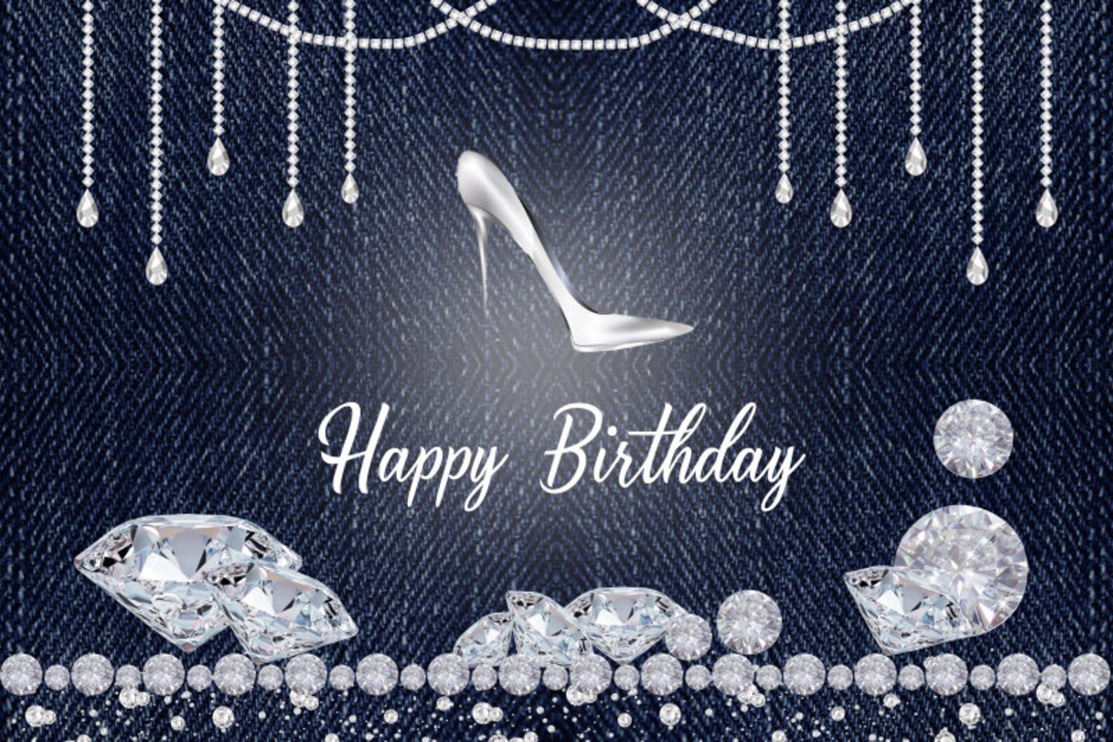 Denim and Diamonds Birthday Photography Backdrop,high Heels Silver ...