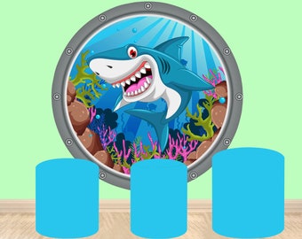 Baby Shark Round Backdrop - Etsy