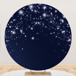Glitter Little Stars Night Round Photography Backdrop,night Scenic Dark ...