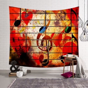 Colorful Music Theme Tapestrynote Wall Art Décormusical - Etsy