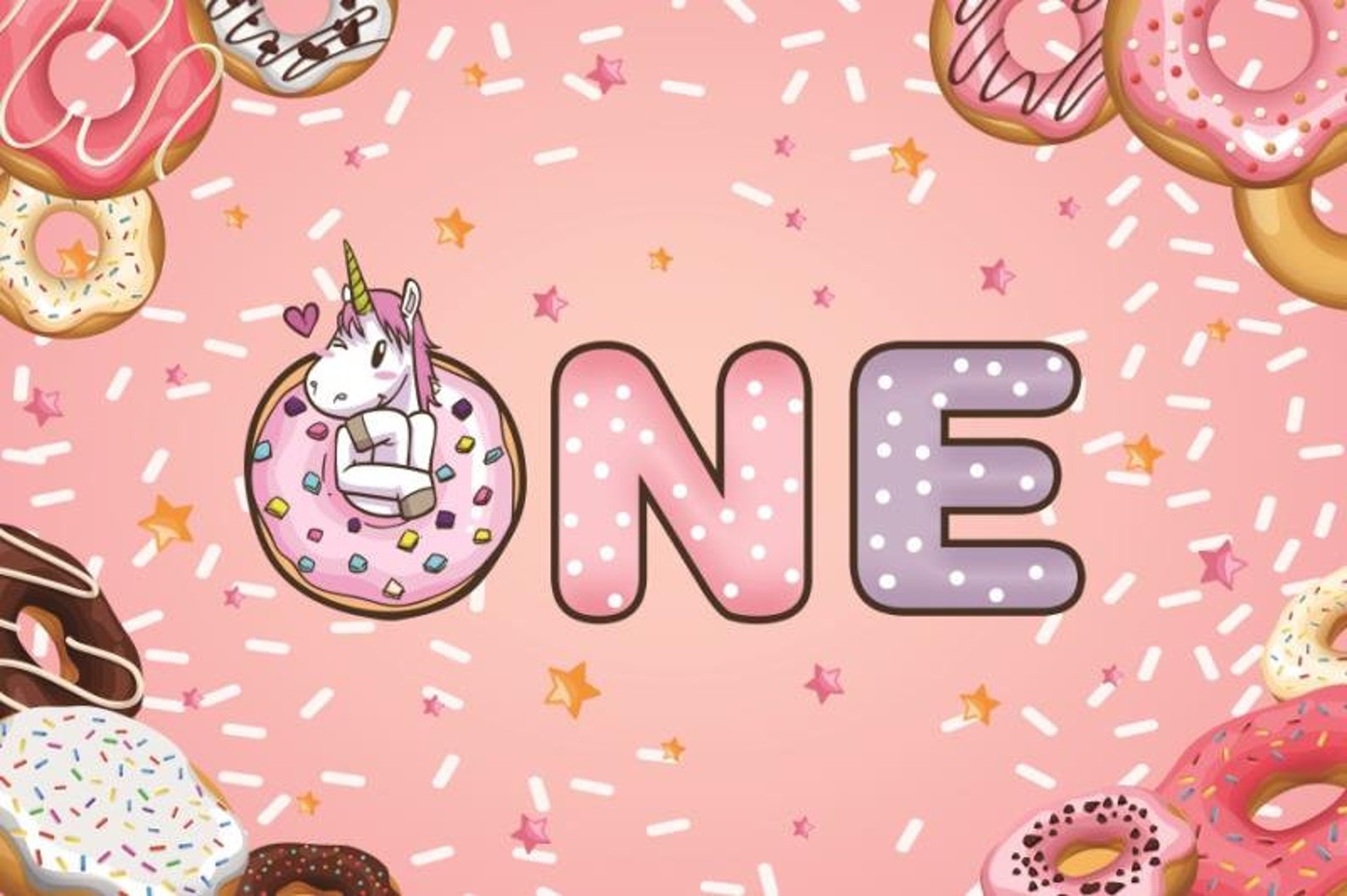 Pink Donuts Sweet One Photography Backdroppink Golden Glitter | Etsy