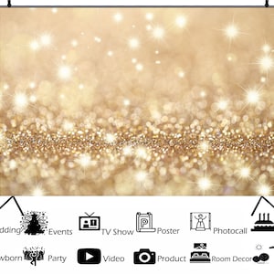 Gold Sparkle Photography Backdrops,wedding Birthday Party Gold Glitter ...