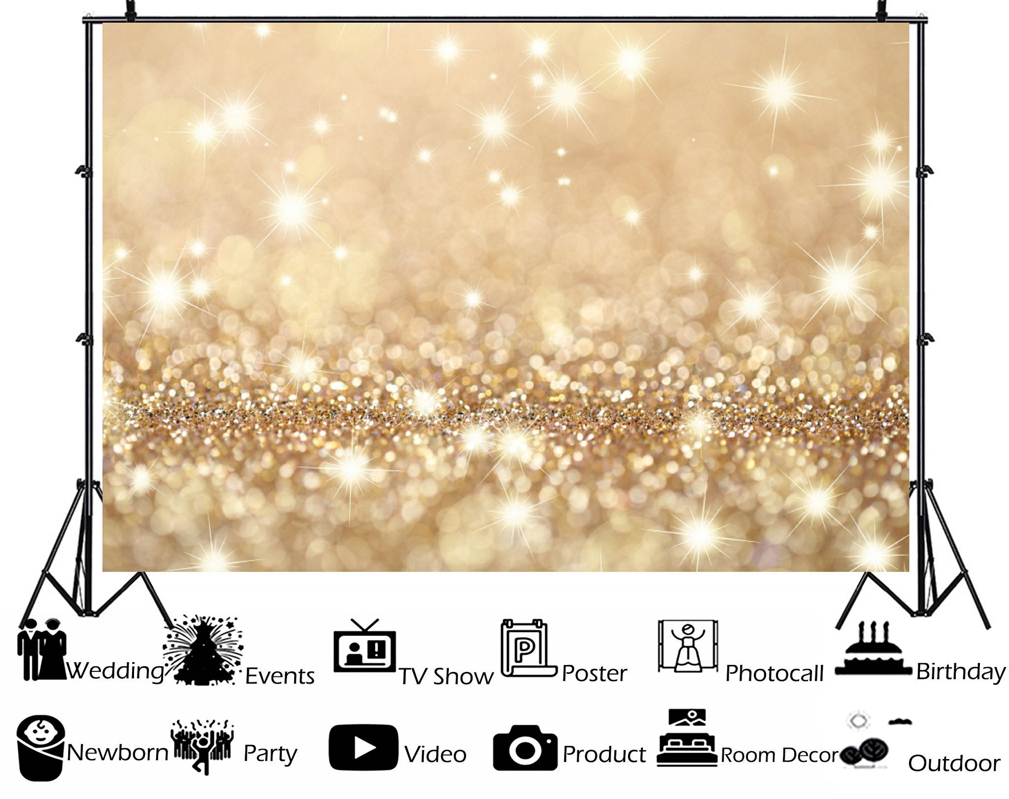 Gold Sparkle Photography Backdrops,wedding Birthday Party Gold Glitter ...