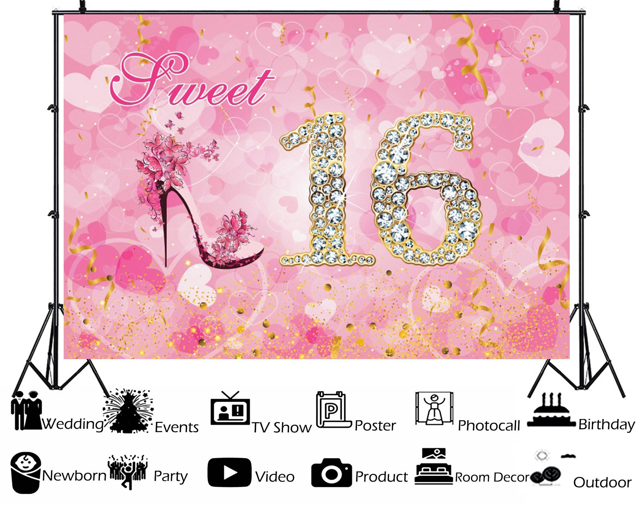 Fantasy Sweet 16 18 Birthday Background Pink Light Bokeh Girl - Etsy
