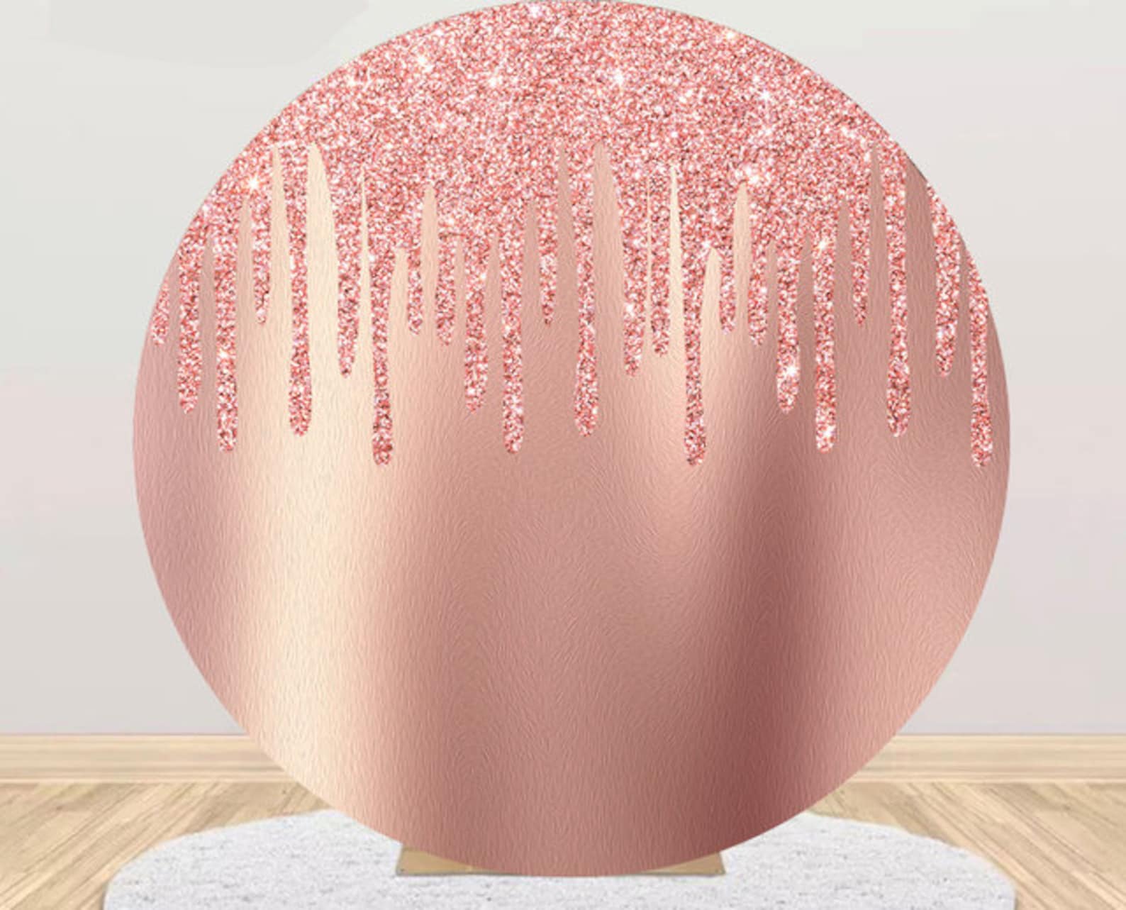 Rose Gold Glitter Round Photography Backdropbirthday Party - Etsy
