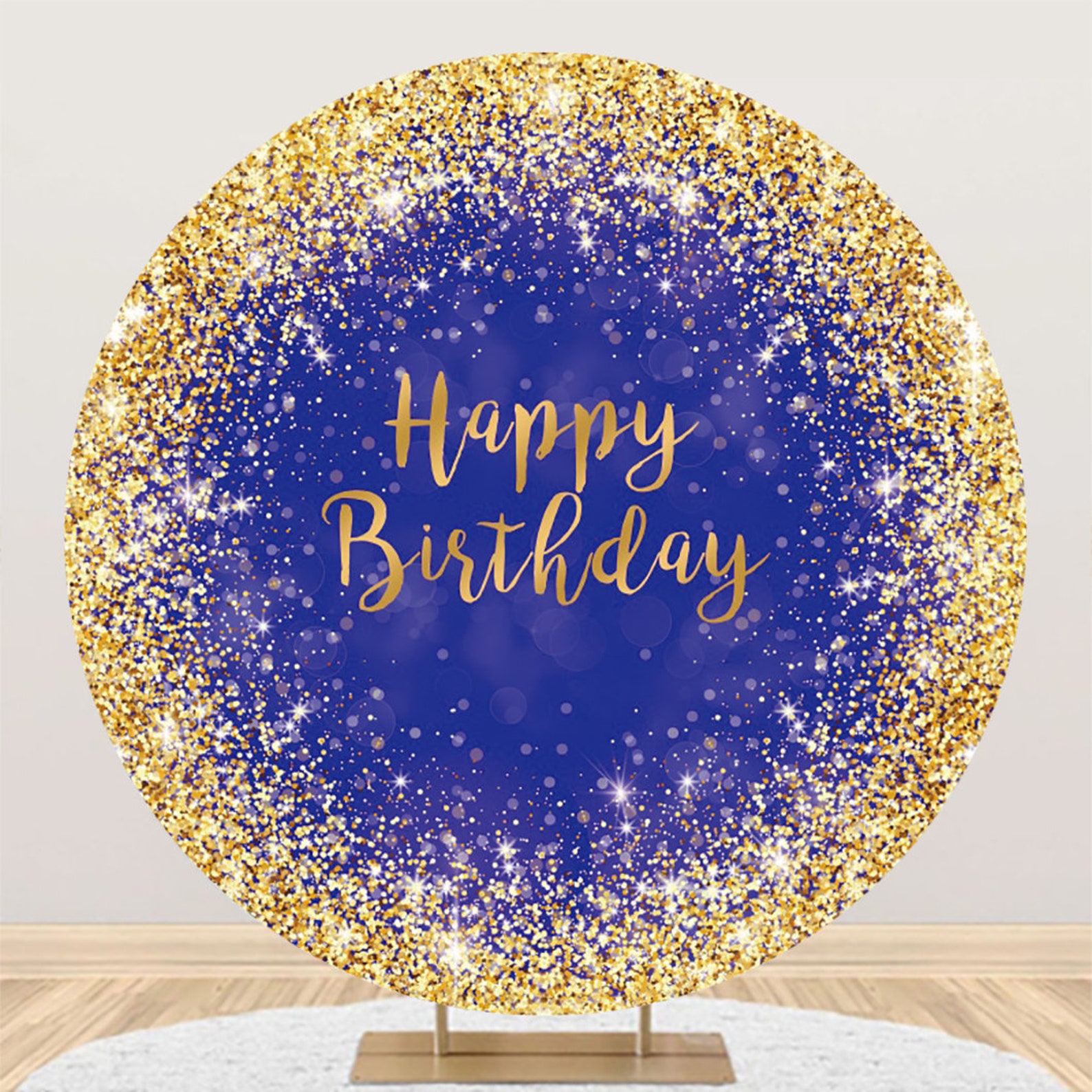 Birthday Banner Customize Round Circle Backdrop Custom Name Silver ...