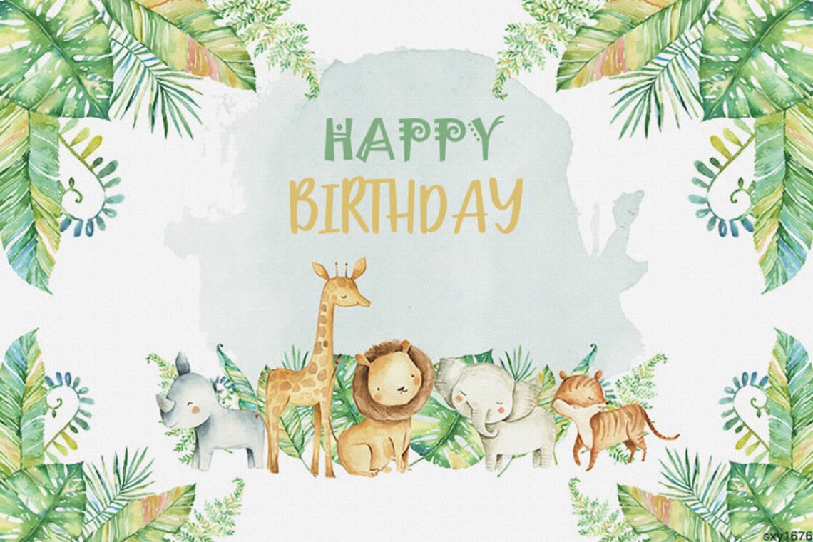 Two Wild Jungle Animals Photography Backdrop Flowers plant | Etsy