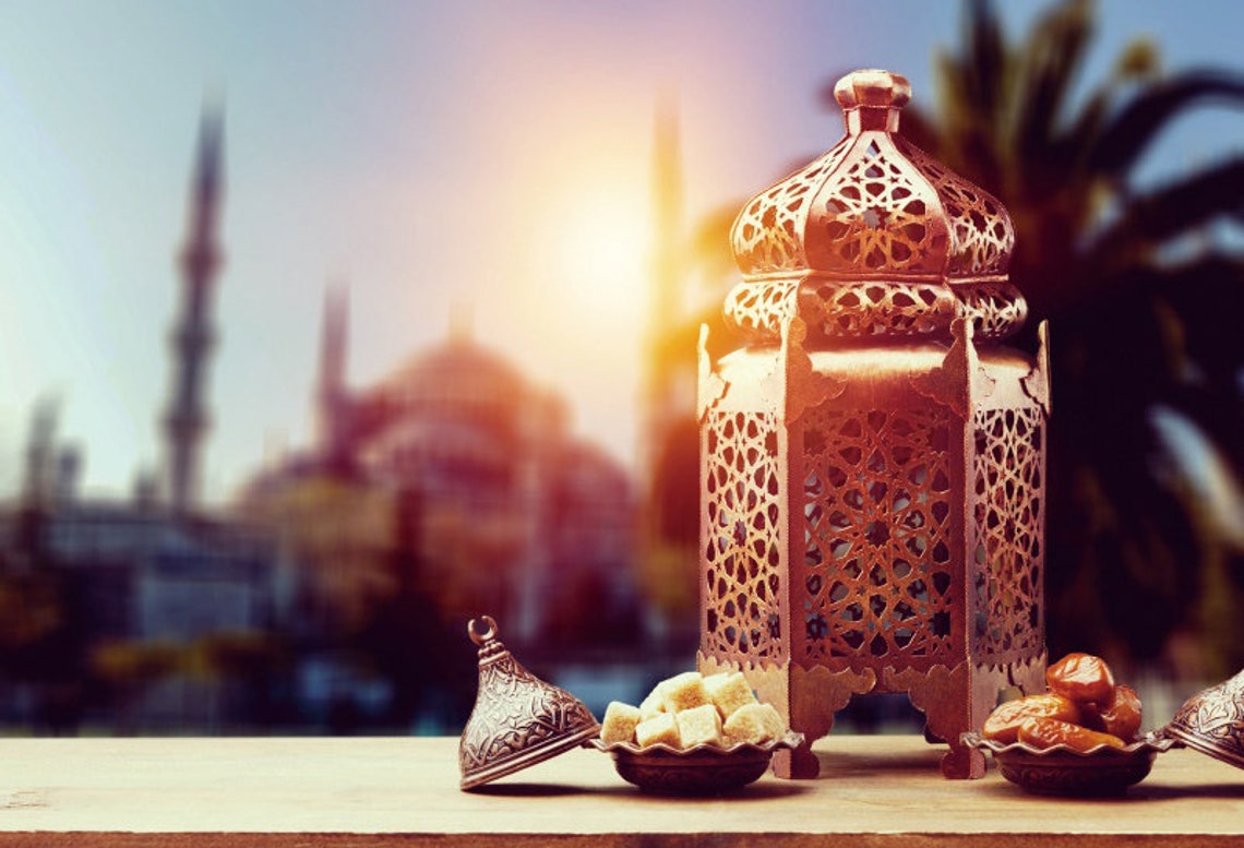 Eid Mubarak Photography Backdrops White Clouds Moon Stars | Etsy