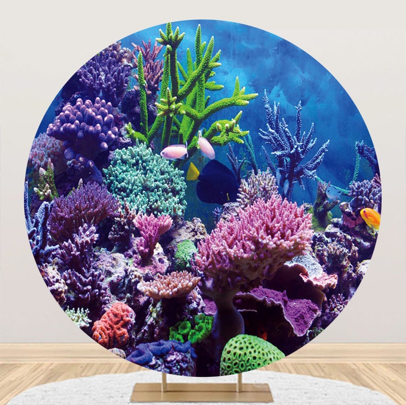 Blue Sea Coral Reef Round Photography Backdropunderwater | Etsy