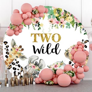 Round Two Wild Jungle Animals Photography Backdrop,flowers Plant Kids ...