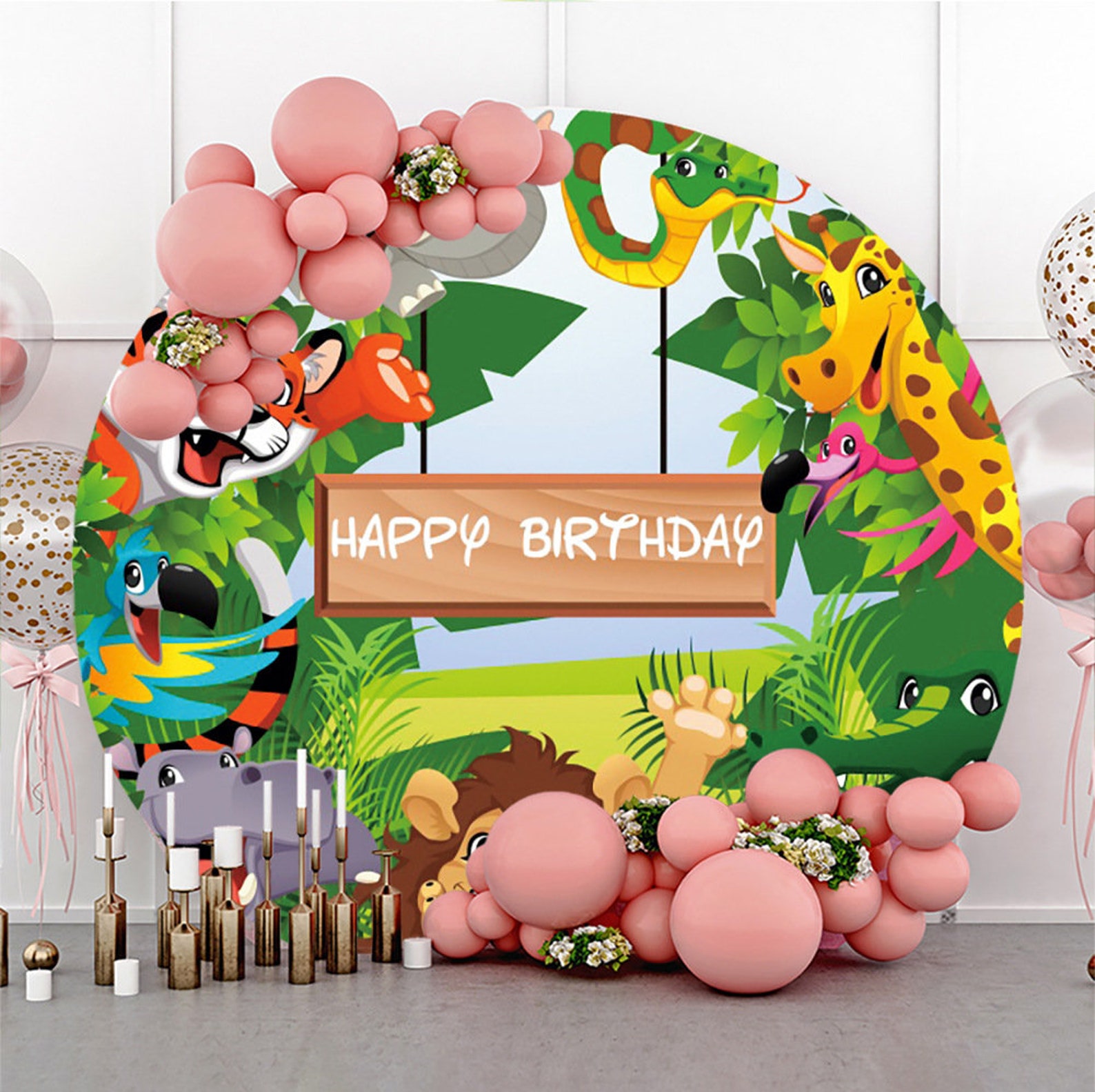 Round Jungle Safari Photography Backdrop Wild One Kids - Etsy