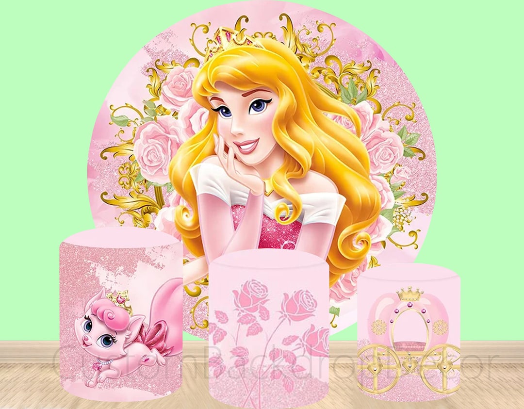 Floral Beauty Princess Aurora Decor Cylinder Cover Backdrop,pink ...