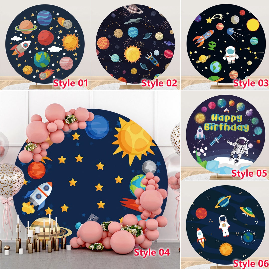 Round Outer Space Theme Photography Backdrop,space Party Planet Kid Boy ...