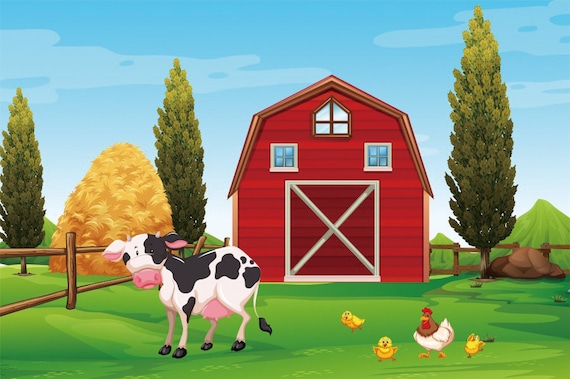 Barn With Animals Background