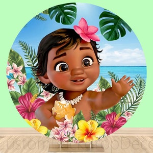 Moana Round Backdrop,custom Cartoon Elastic Cylinder Cover Backdrop ...