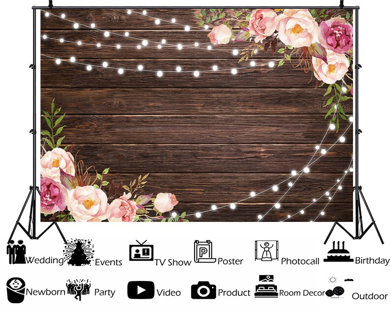 Floarl Wood Photography Backdrop Rustic Wedding Birthday Party - Etsy