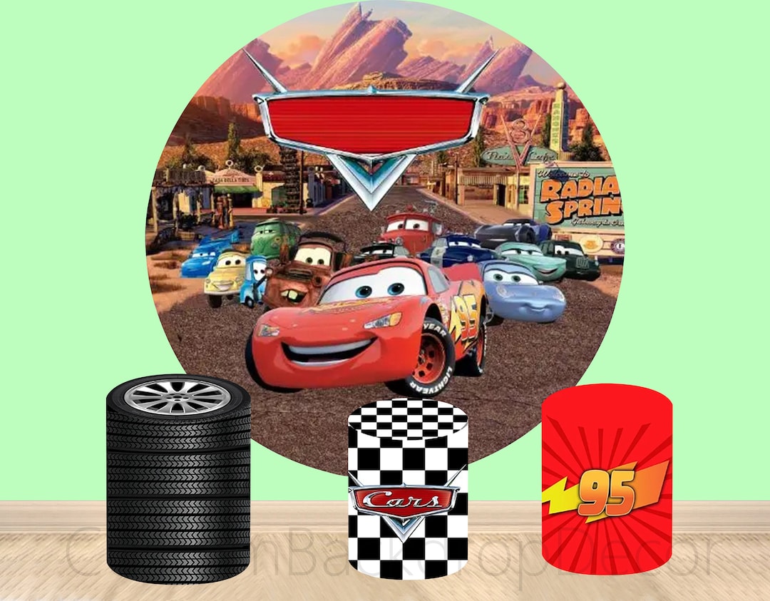 Car Elastic Cylinder Cover Backdrop,macqueen Round Backdrop,racing Car ...
