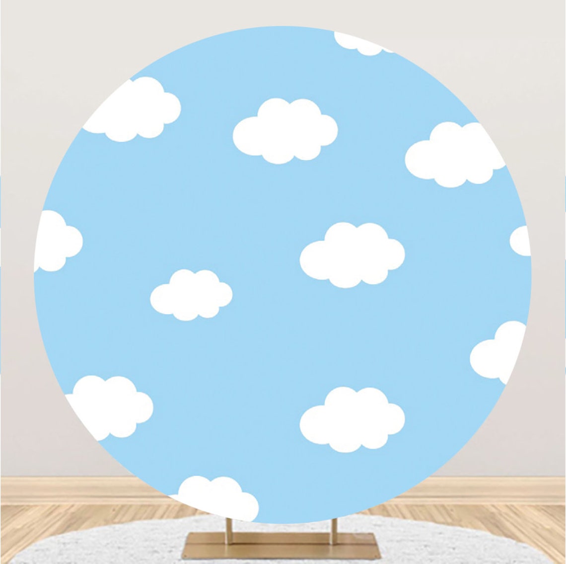 Round Blue Sky and White Clouds Photography Backdrop,blue Birthday ...