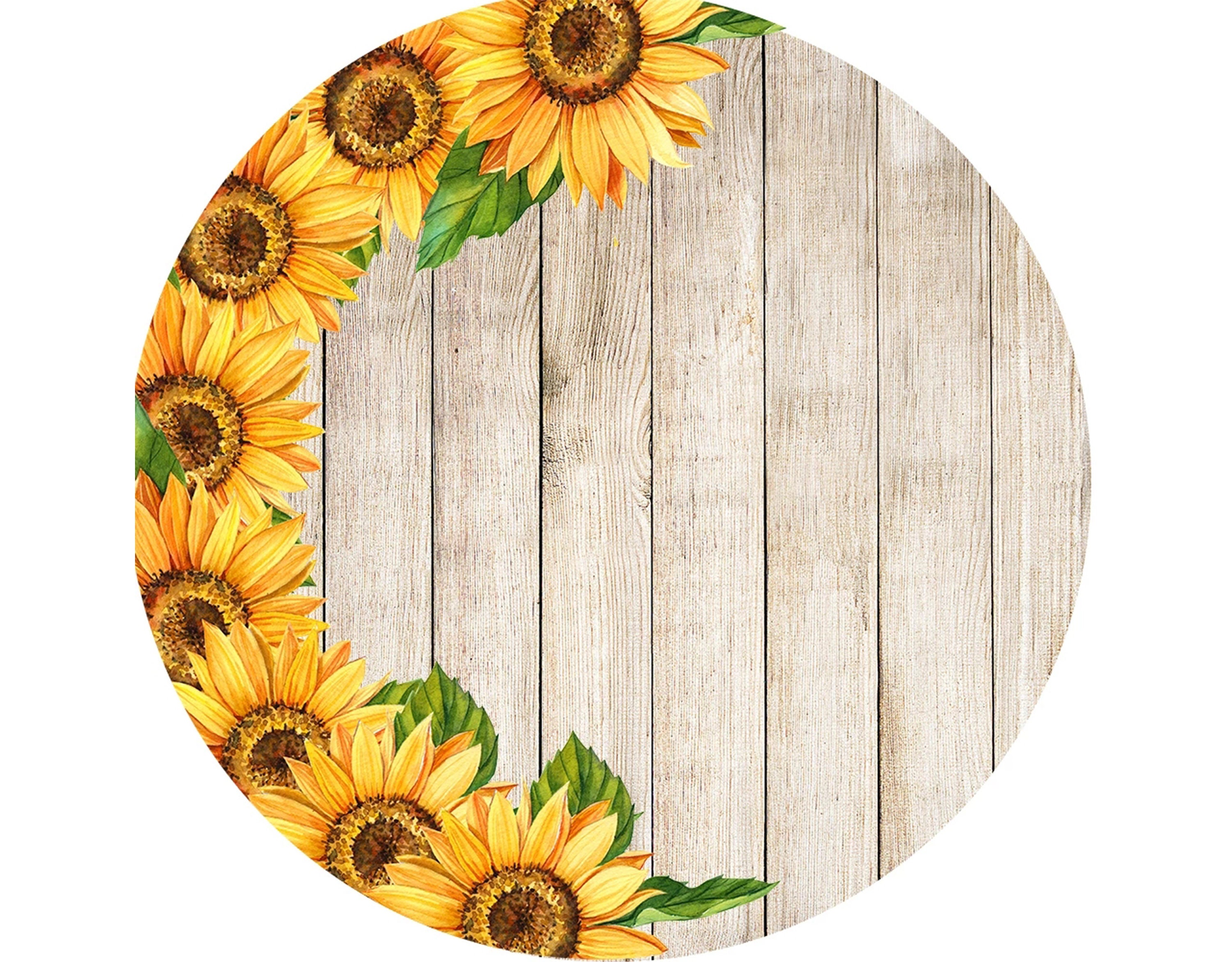 Round Sunflower Retro Wood Photography Backdropbirthday Party | Etsy