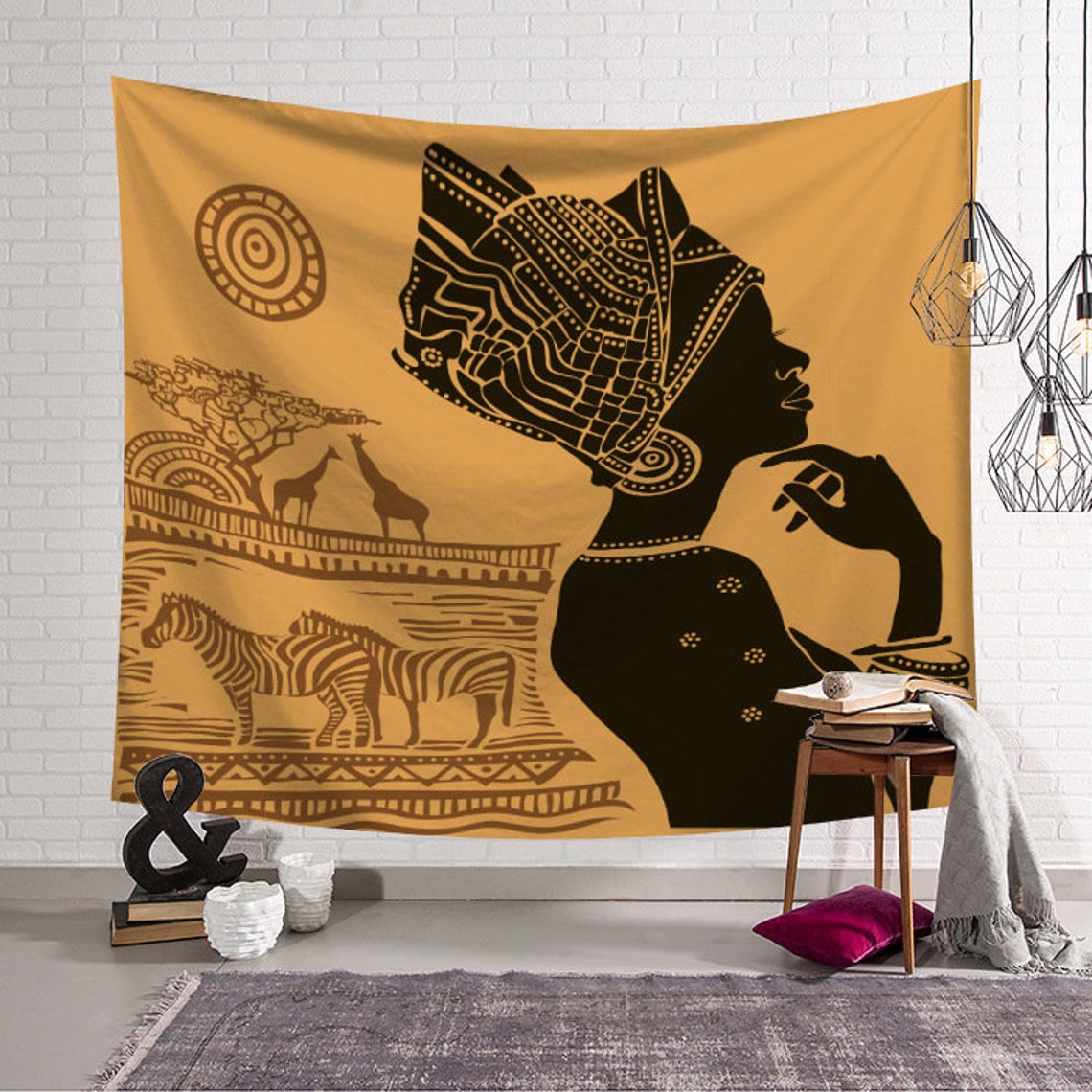 African Woman Wall Tapestry for Living Roomafrican Woman Wall - Etsy