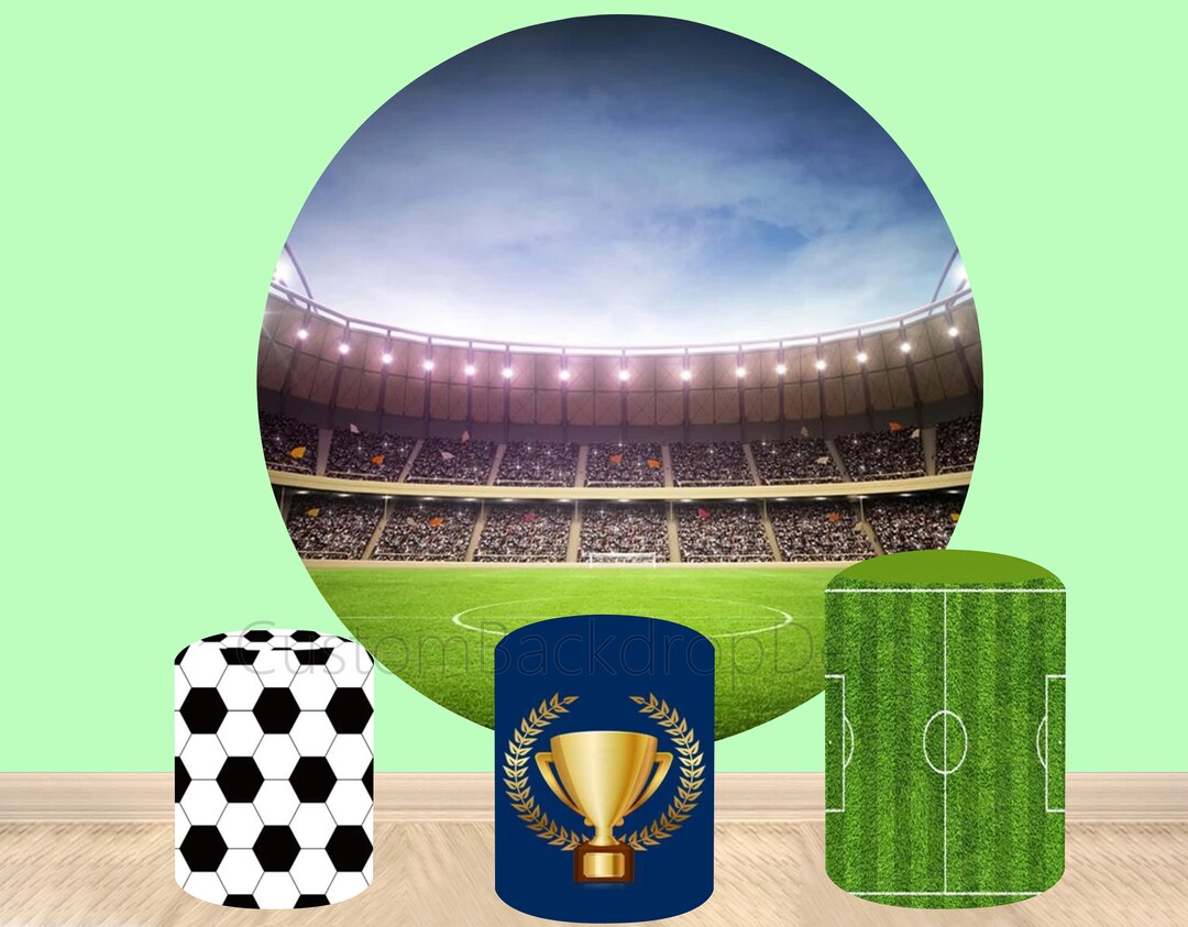 Football Field Themed Cylinder Cover Backdrop,football Boy Birthday ...