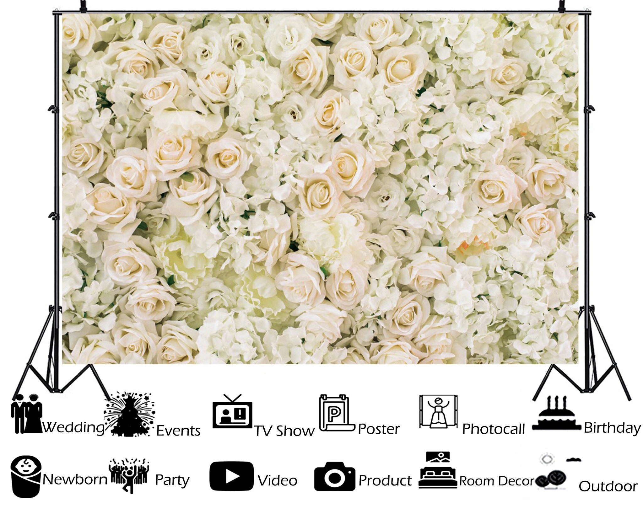 Champagne Rose Flowers Wall Photography Background Wedding | Etsy