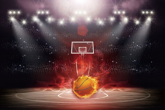 Basketball Fire Photography Backdrop Basketball Court Boy | Etsy