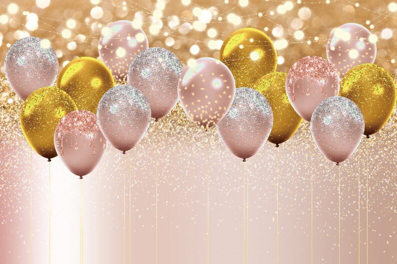 Black Silver Rose Gold Glitter Balloons Photography | Etsy