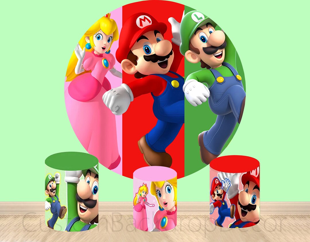 Cartoon Super Marios Bros Round Backdrop,peach Princess Elastic ...