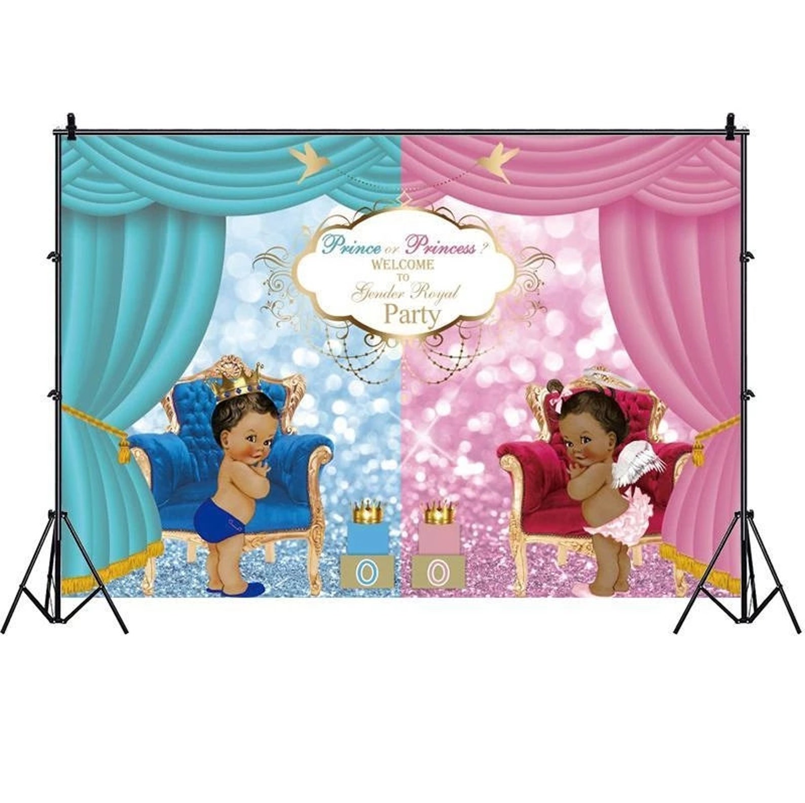 Princess and Prince Theme Curtain Photography Backdrop,gender Reveal ...