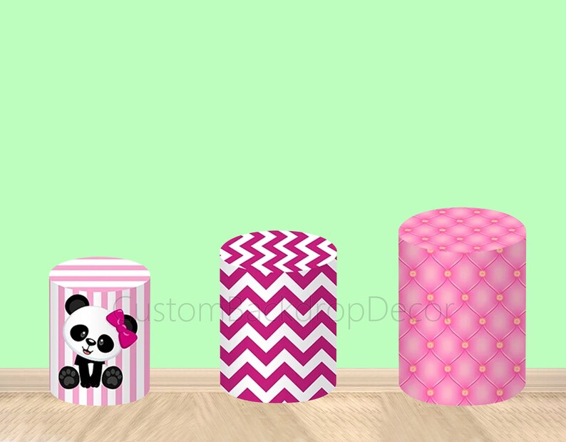 Round Cute Panda Theme Photography Backdroppink Girl Birthday - Etsy