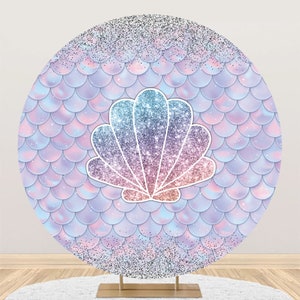 Round Mermaid Scales Glare Photography Backdrop,custom Banner Birthday ...