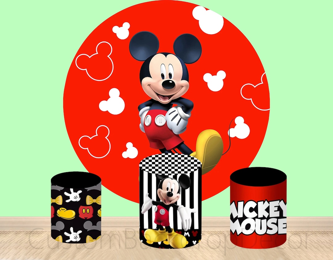 Mickey Mouse Cylinder Cover Backdrop,red Mickey Kids Birthday Party ...