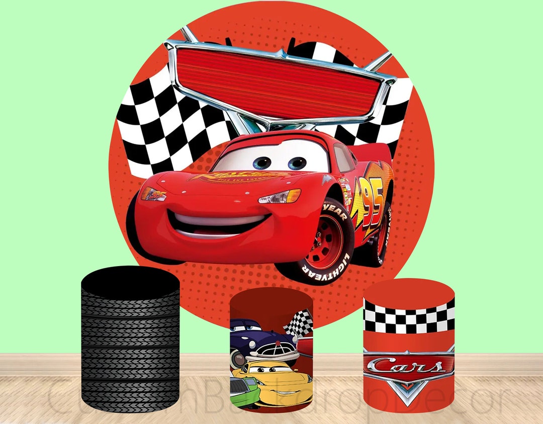 Car Elastic Cylinder Cover Backdrop,racing Car Theme Round Backdrop ...