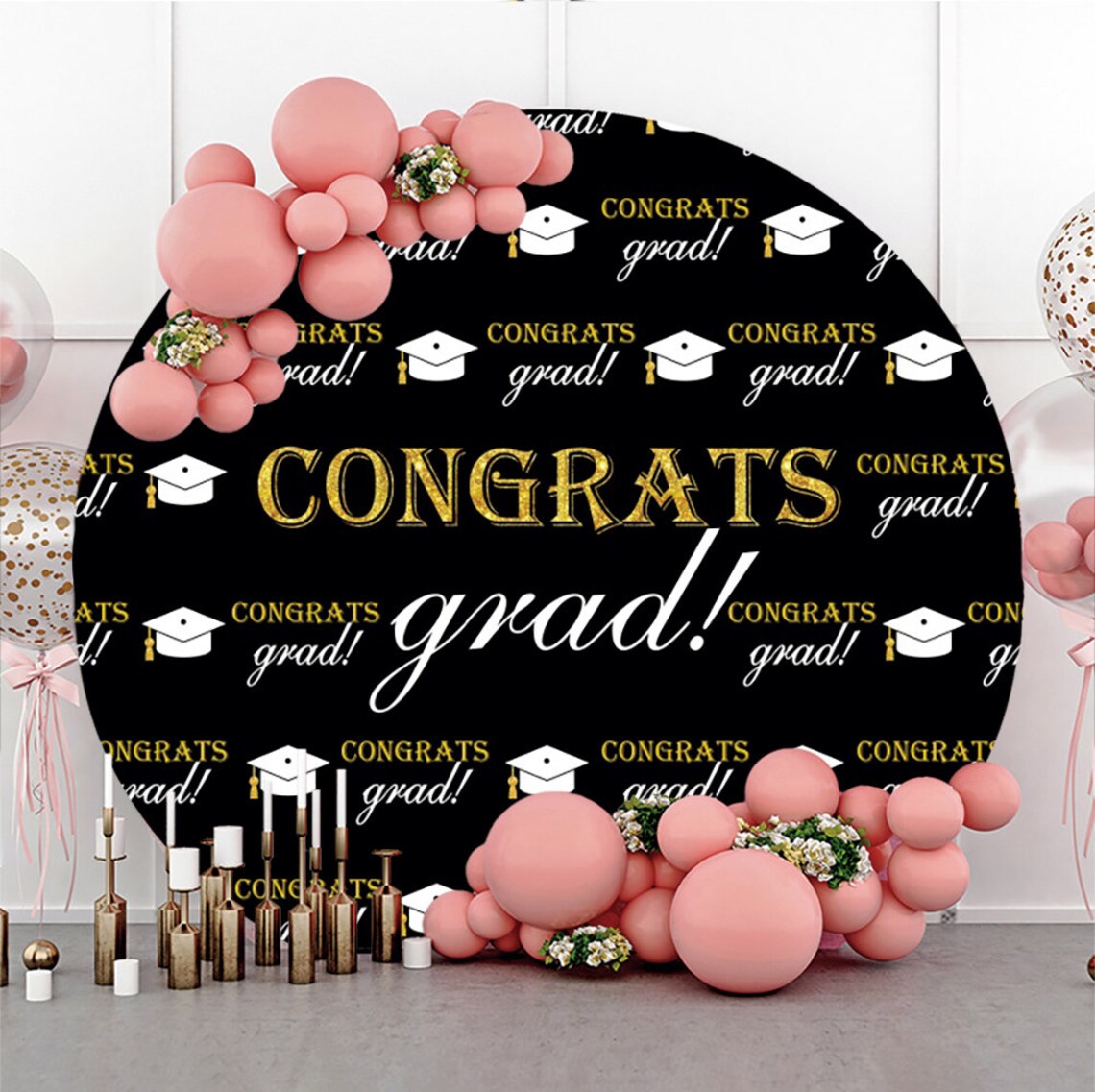 Round Congrats Grad Photography BackdropStep and Repeat | Etsy
