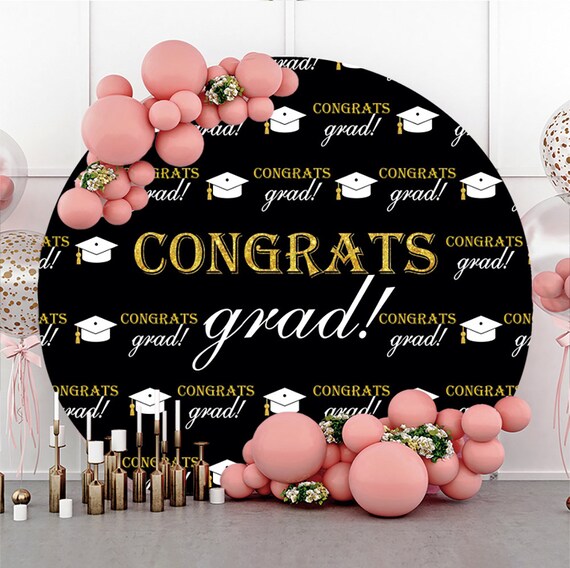 Round Congrats Grad Photography BackdropStep and Repeat | Etsy