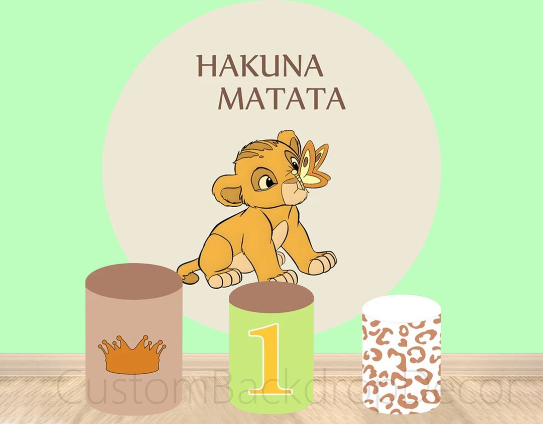Simba Round Backdrop Banner Lion King Cylinder Cover Backdrop,cartoon ...