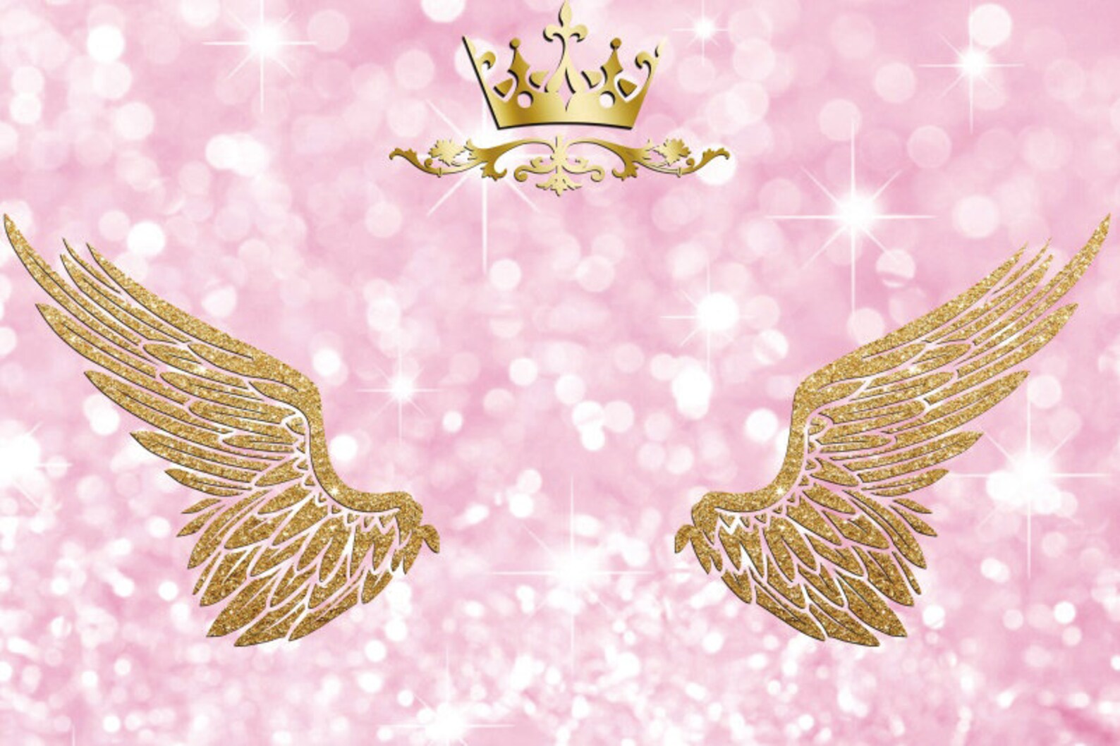 Pink glitter Gold Angle Wings God Bless You Paradise Baby | Etsy