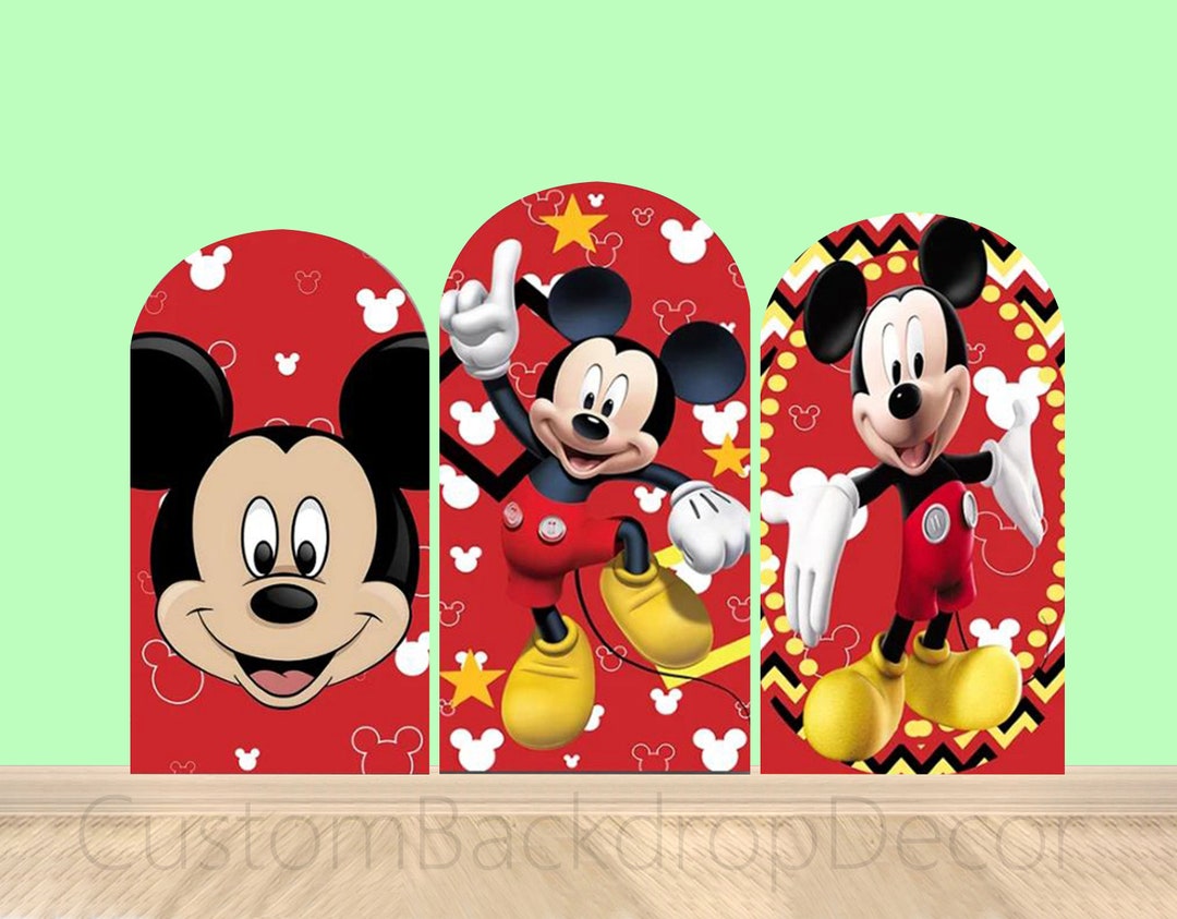 Red Funny Mickey Mouse Round Arch Cover Wall Backdrop Cartoon Arch ...