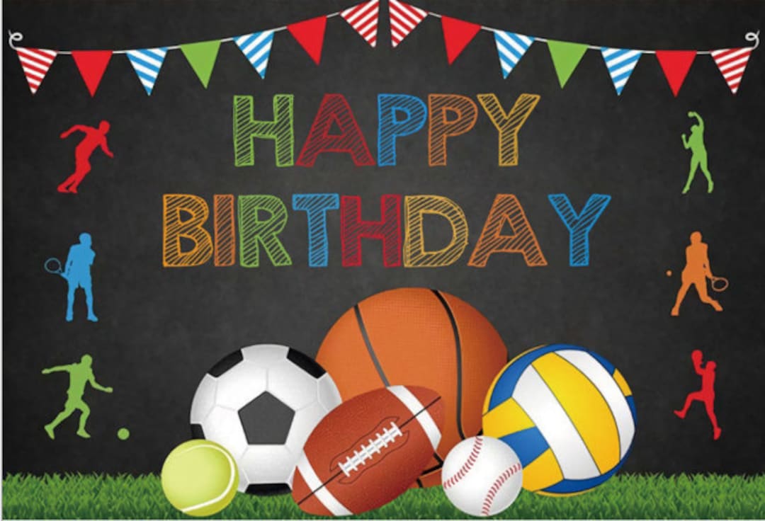 Sports Theme Happy Birthday Photography Backdrop, Vinyl Banner - Etsy UK