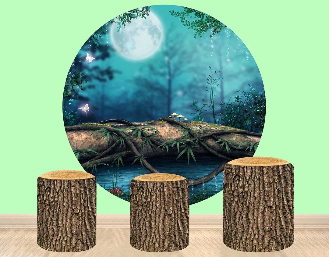 Magic Fantasy Forest Moon Round Circle Photography Backdrop Birthday ...